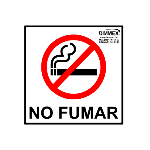 Letrero No Fumar Chico 15x15 | DIMMEX.com