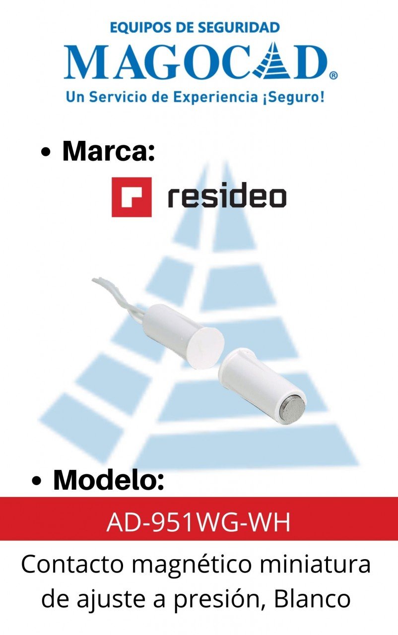 Contacto magnético miniatura de ajuste a presión AD-951WG-WH | Magocad